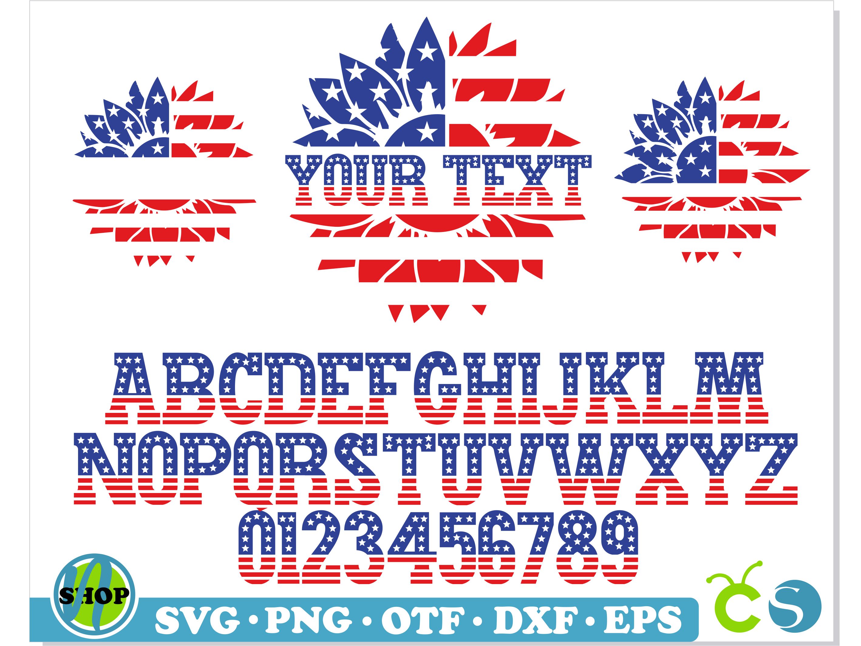 USA Flag Font otf, USA Flag Font svg Cricut, Sunflower USA F | Inspire ...
