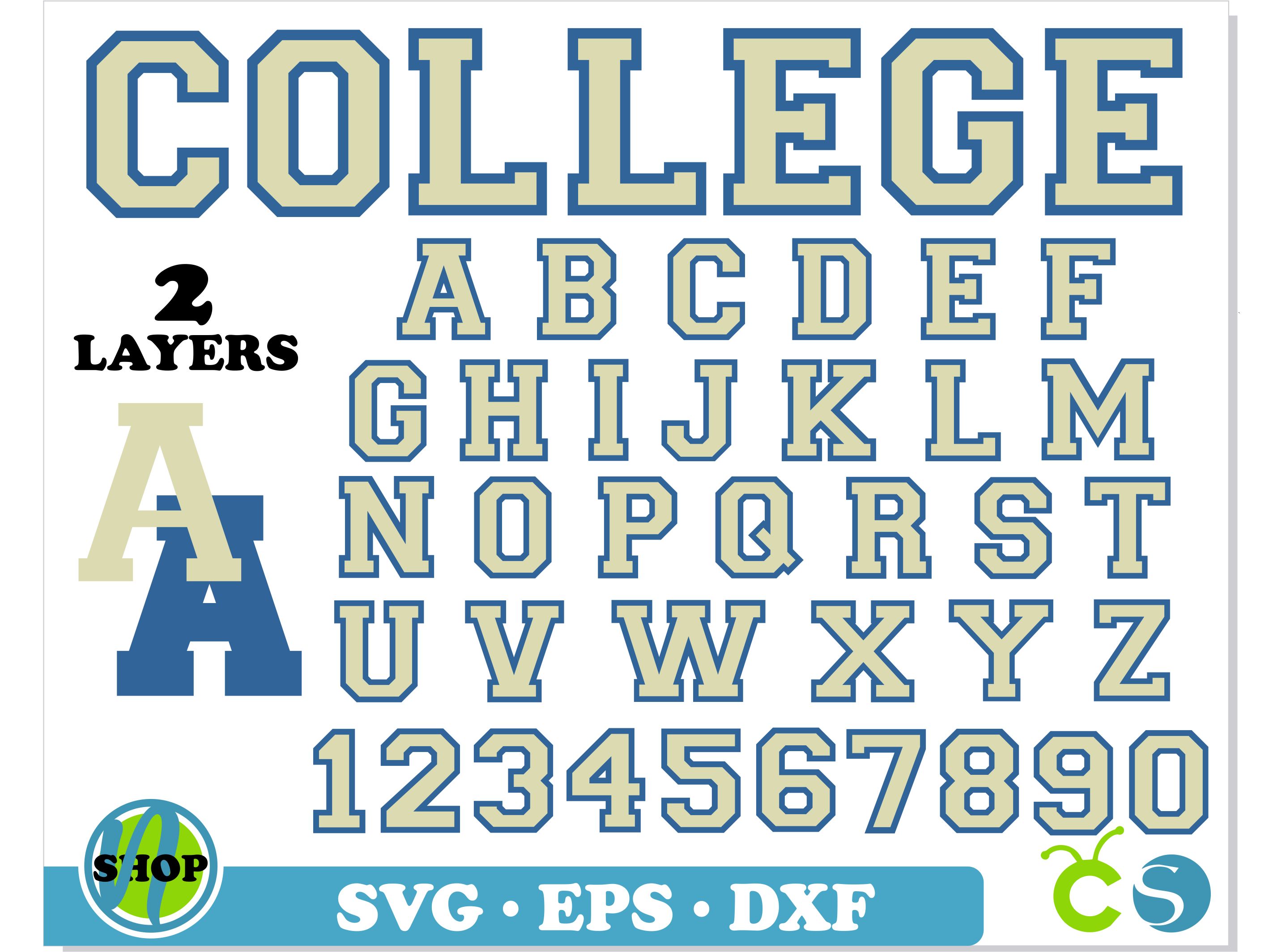 College Vintage Layered Font SVG Cricut | College Font SVG P - Inspire ...