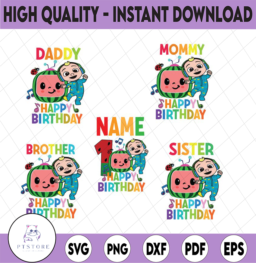Cocomelon Personalized Name And Ages Birthday Svg, Cocomelon - Inspire ...