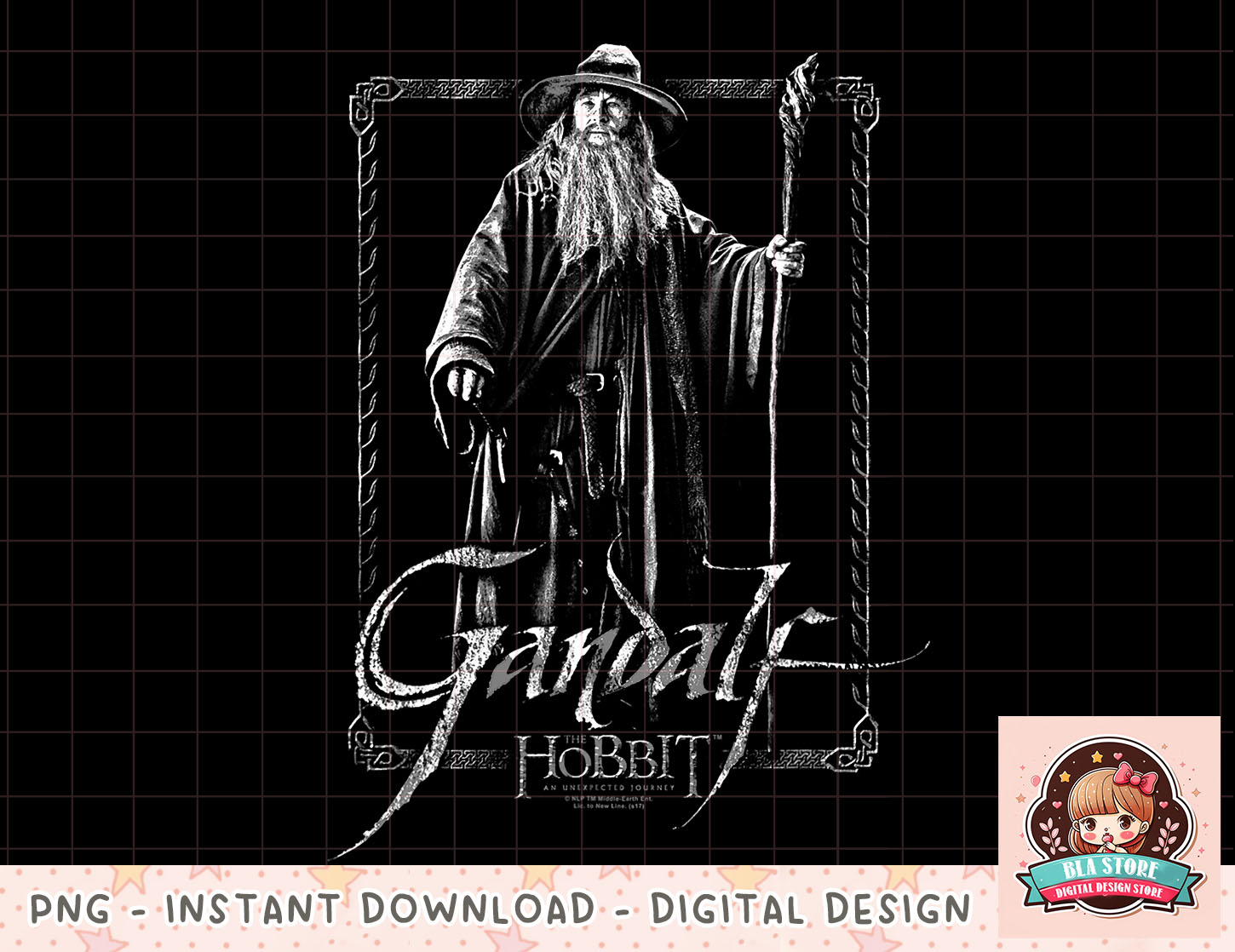 Hobbit Gandalf Stare png, instant download, digital print | Inspire Uplift