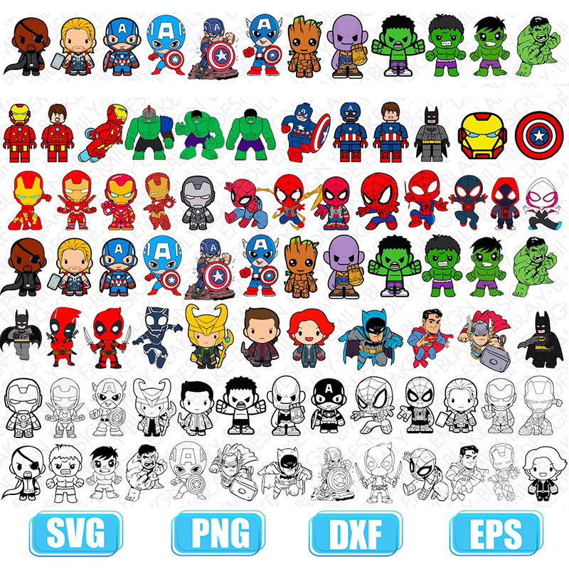 Chibi Heroes,Superhero Svg Png,Layered Baby Superhero Svg | Inspire Uplift