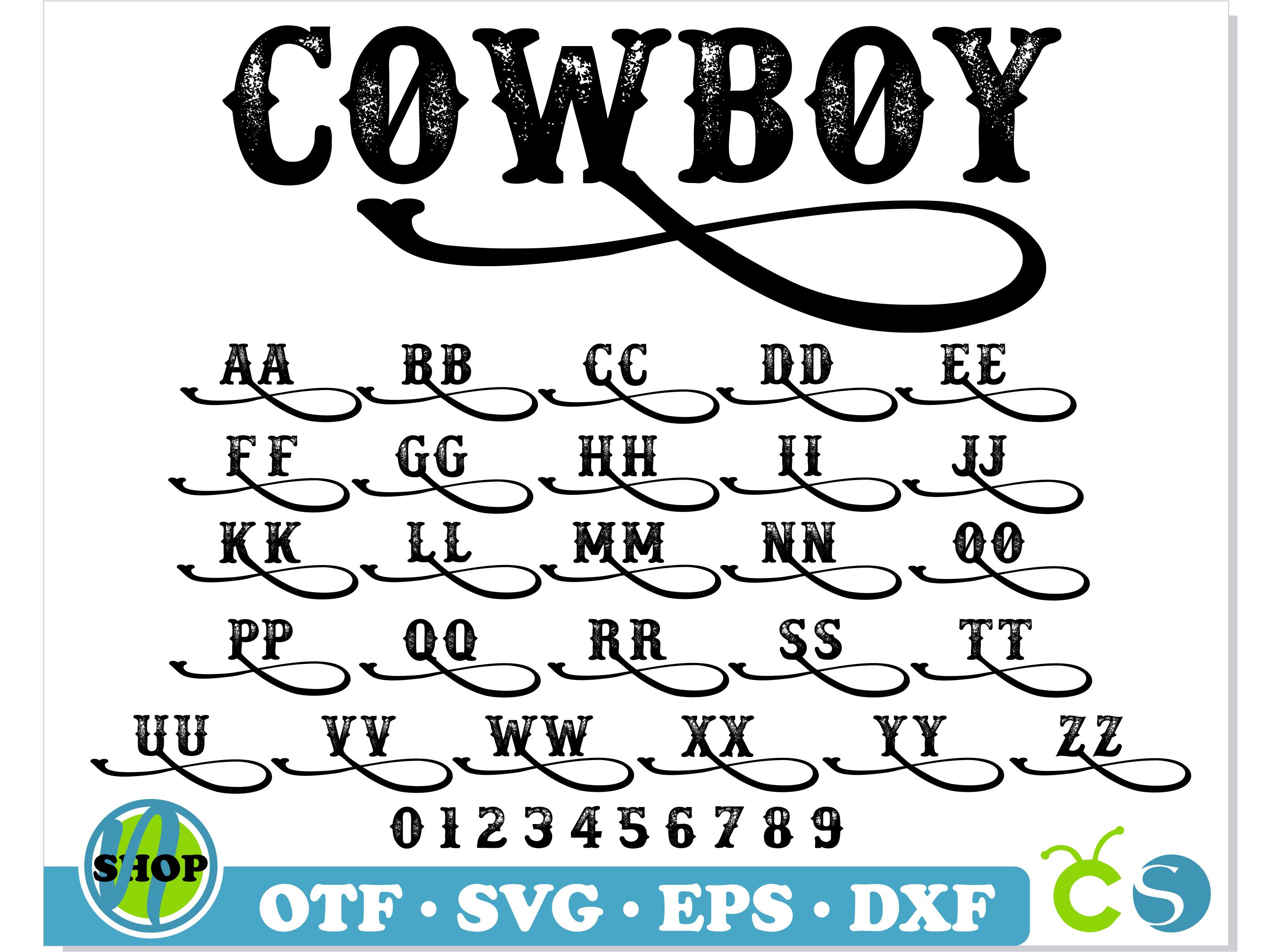 Cowboy Distressed Font, Cowboy Font svg with Tails, Western | Inspire ...
