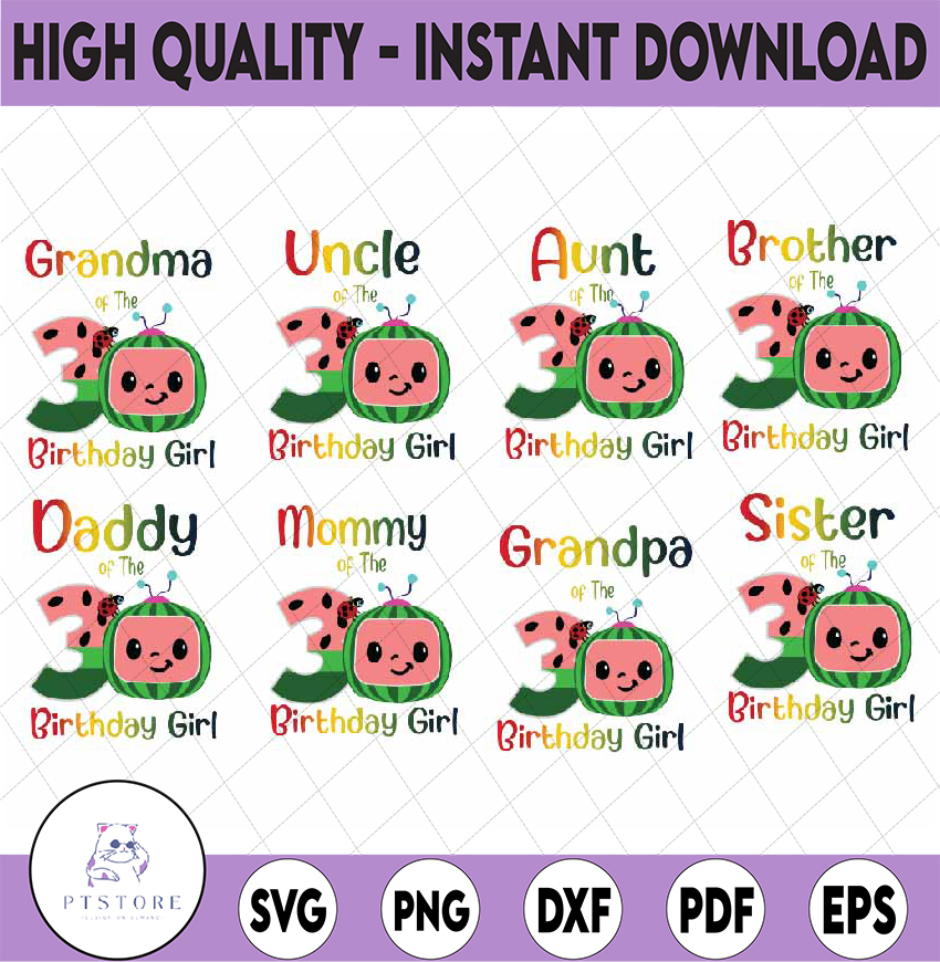 Bundle 8 files Cocomelon Of Birthday Girl svg, Coco Melon sv | Inspire ...