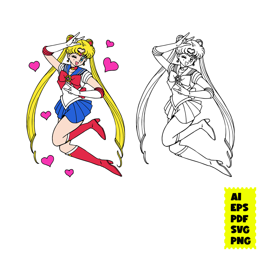 Sailor Moon Svg, Sailor Moon Outline Svg, Heart Svg, Sailor | Inspire ...