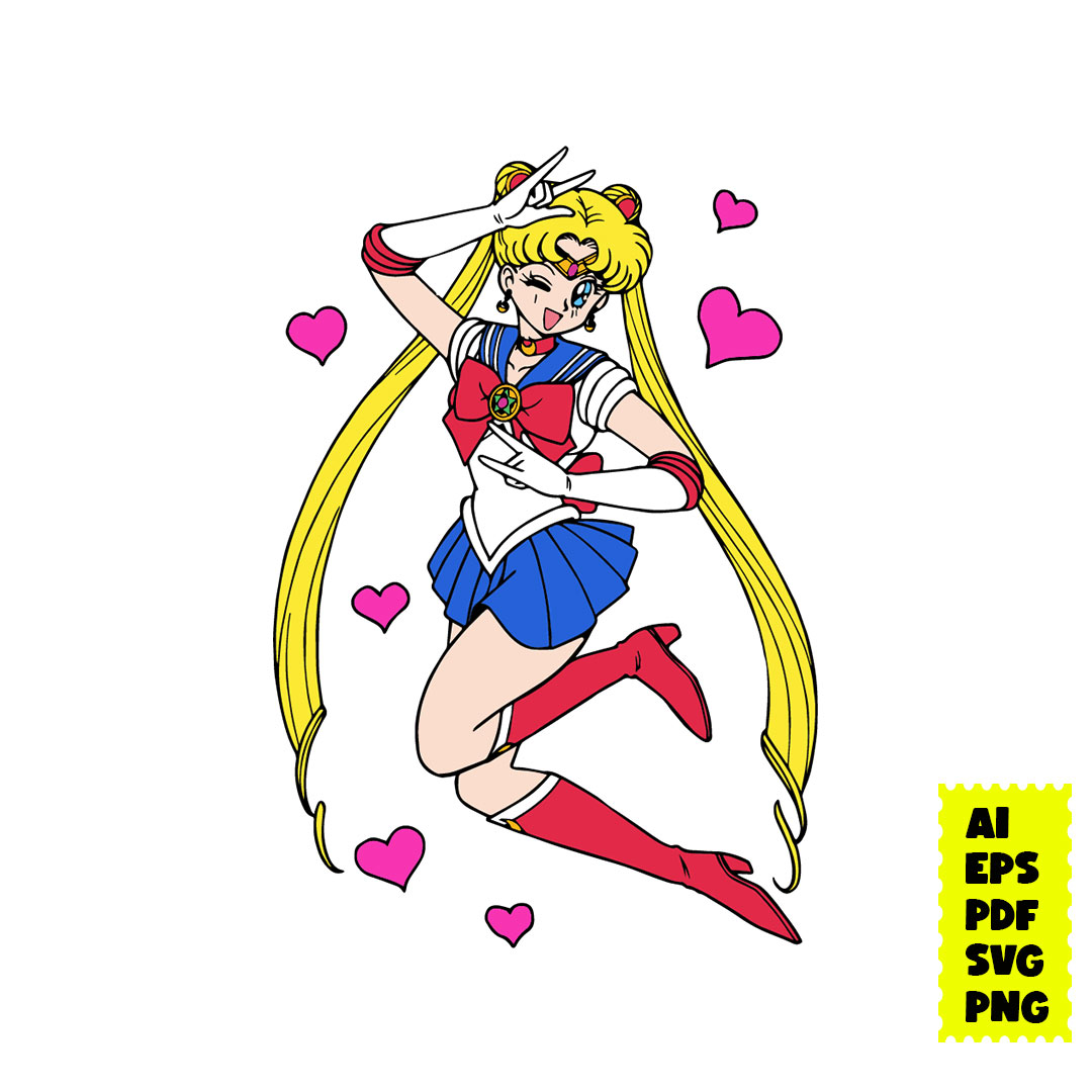 Sailor Moon Svg, Sailor Moon Outline Svg, Heart Svg, Mitsuis | Inspire ...