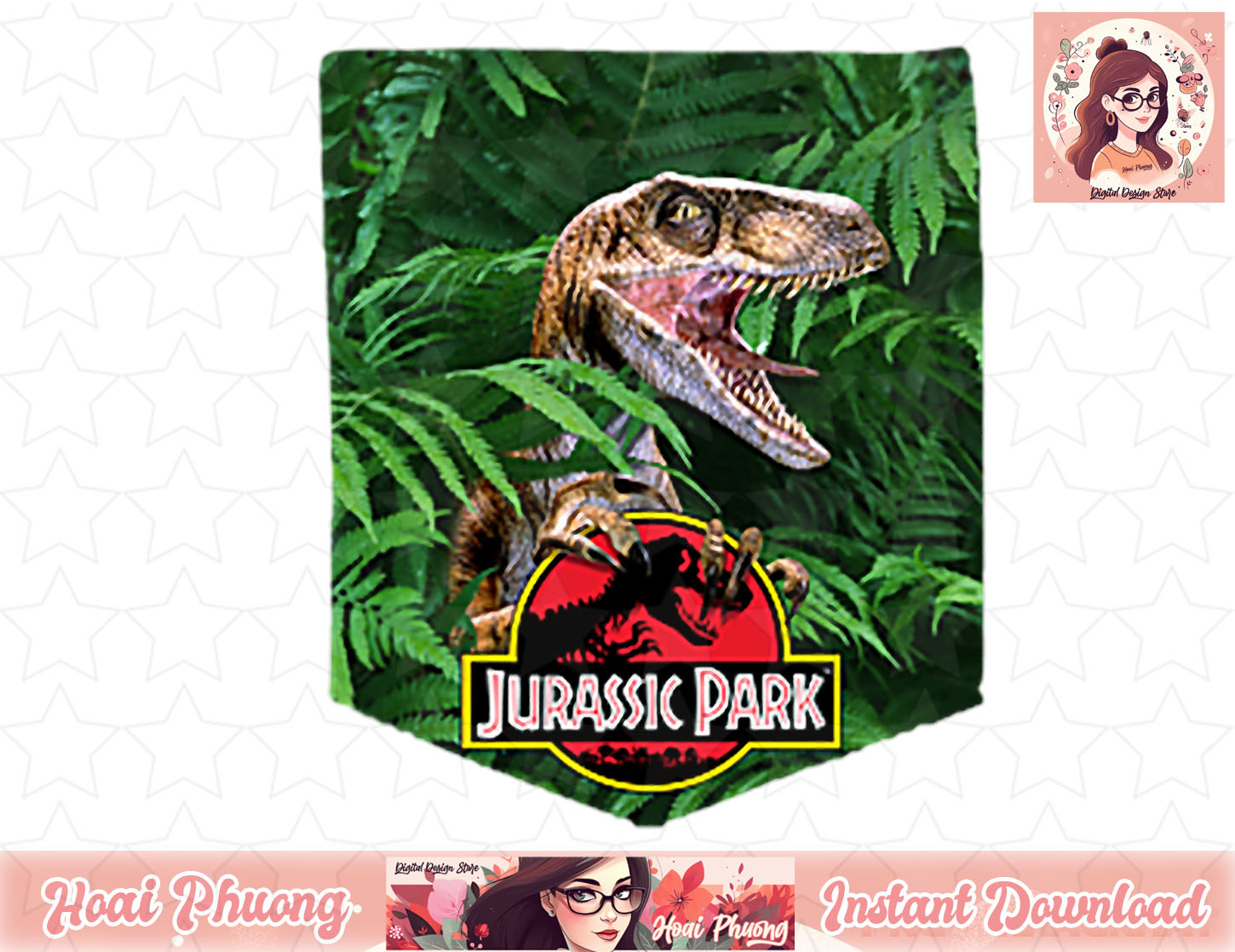 Jurassic Park Hidden Raptor Left Chest Pocket png, instant d - Inspire ...