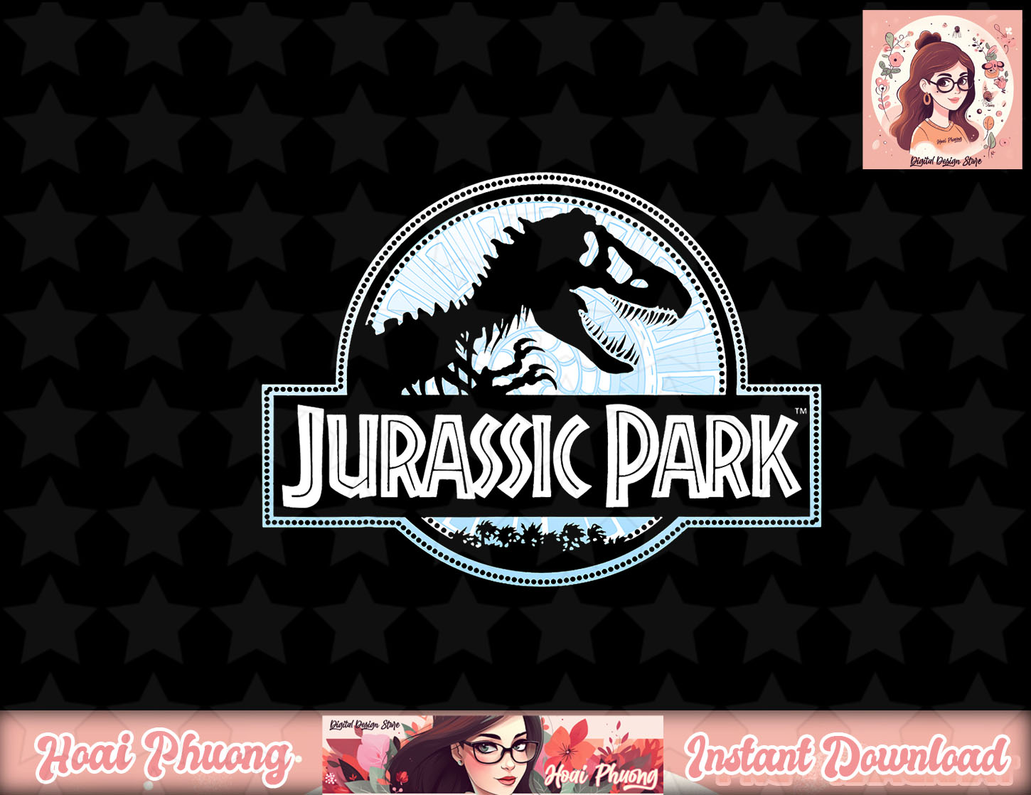 Jurassic Park Mandala Logo Retro png, instant download | Inspire Uplift