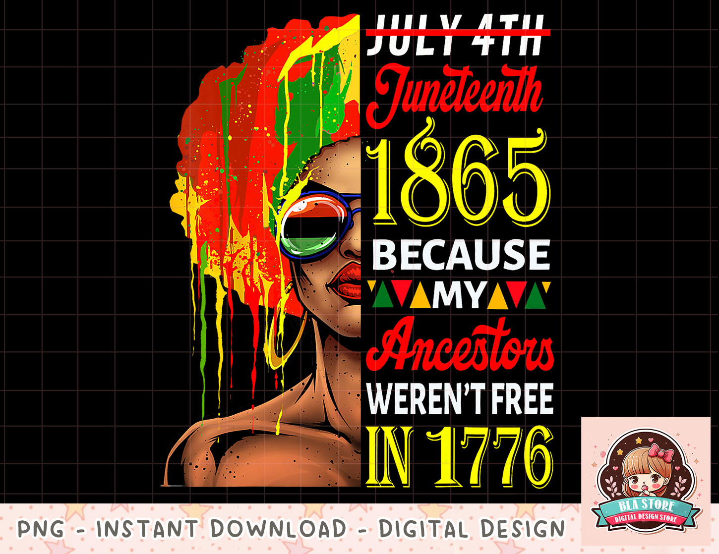 July 4th Juneteenth 1865 Because My Ancestors Afro Girl Art | Inspire ...
