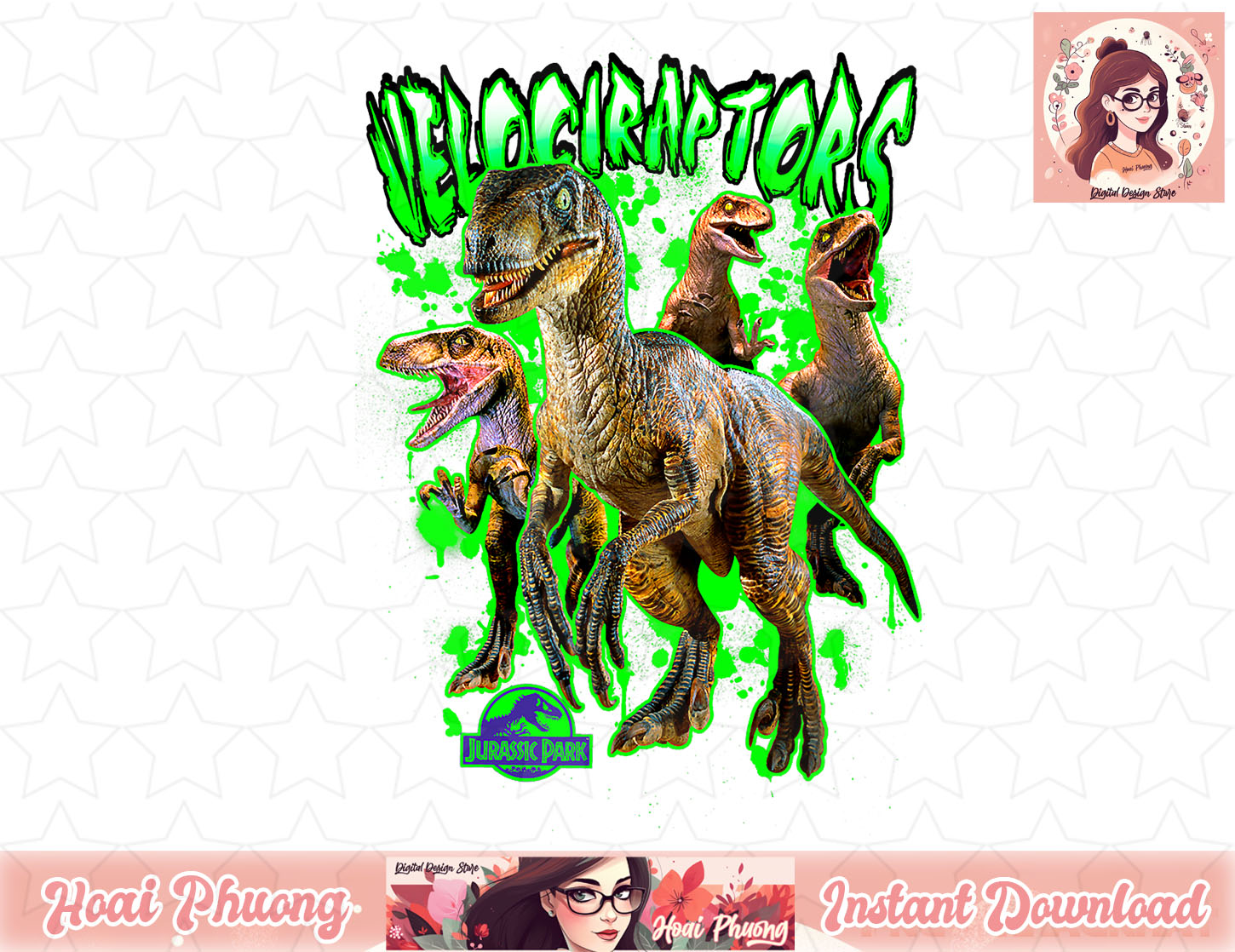 Jurassic Park Raptor Group Neon Green Splatter png, instant - Inspire ...