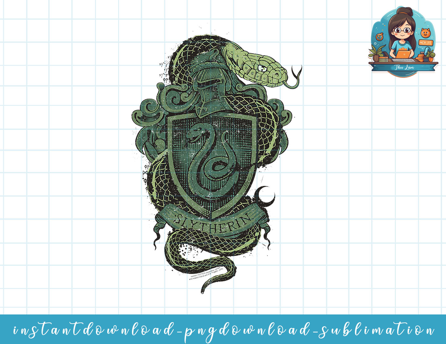 Harry Potter Slytherin Snake Crest png, sublimate, digital d | Inspire ...