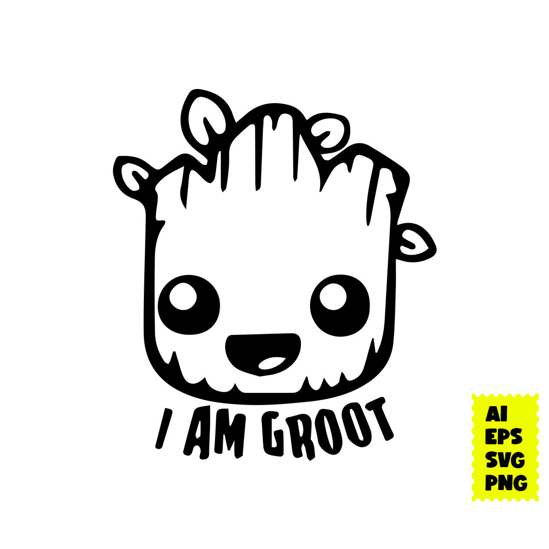 Groot Face Svg, Baby Groot Svg, I Am Groot Svg, Groot Black | Inspire ...