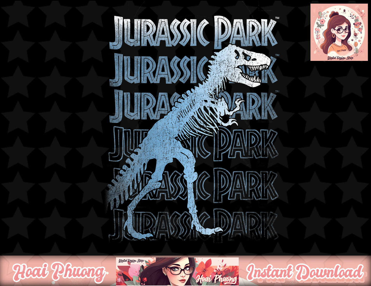 Jurassic Park T-Rex Skeleton Gradient Title png, instant dow | Inspire ...