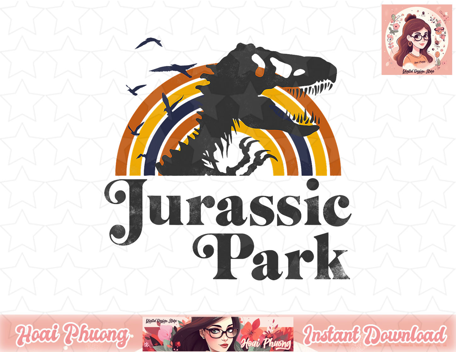 Jurassic Park T-Rex Sunset png, instant download | Inspire Uplift