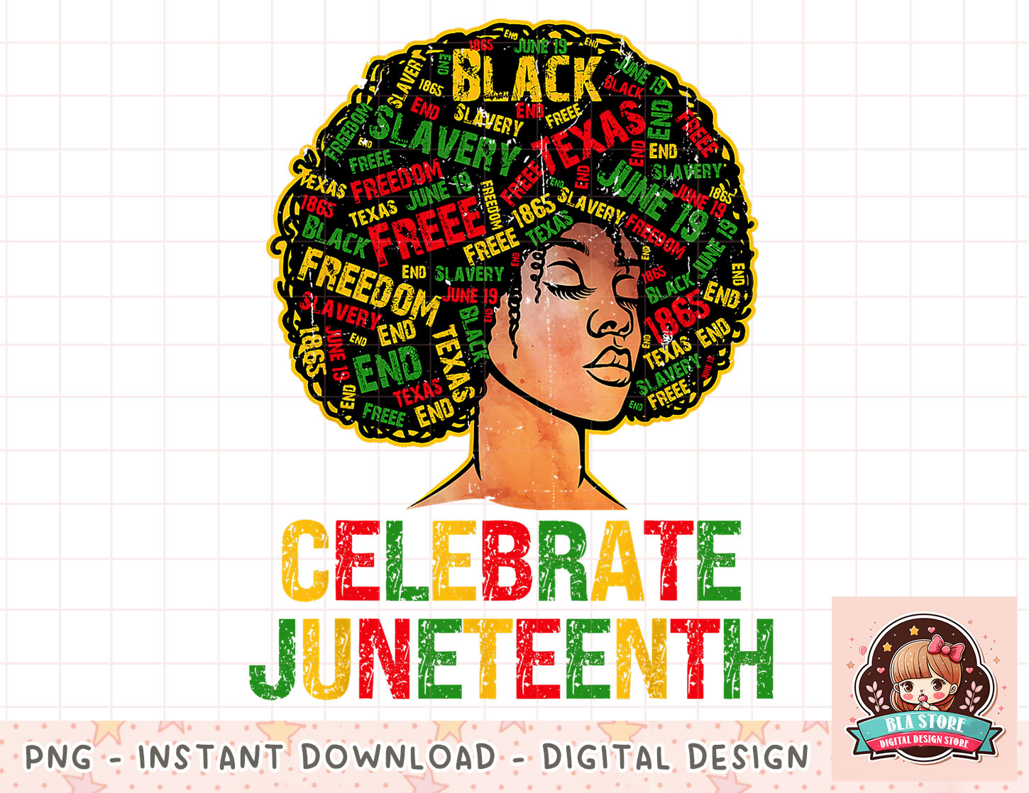 Juneteenth Celebrate 1865 Black History Afro Hair Women png, | Inspire ...