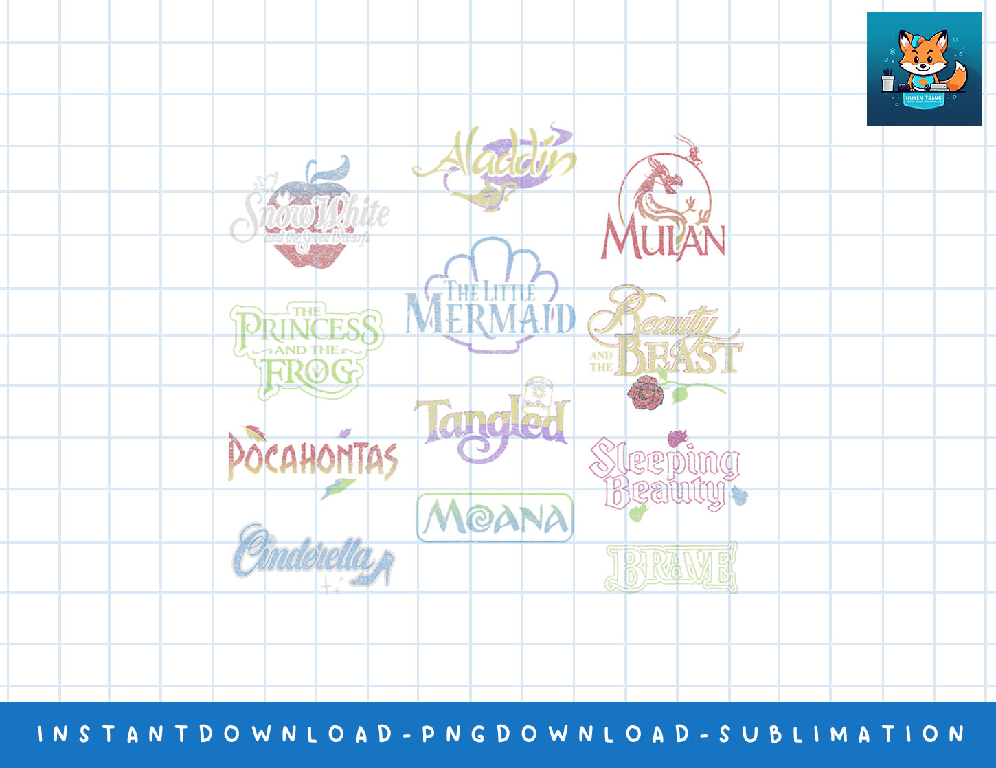 Disney Princess Movie Logos png, sublimate, digital print | Inspire Uplift