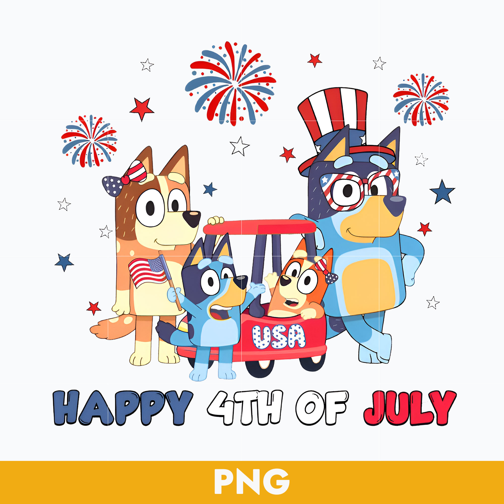 Bluey Family 4th Of July USA Png, 4th Of July Png, Bluey 4th | Inspire ...