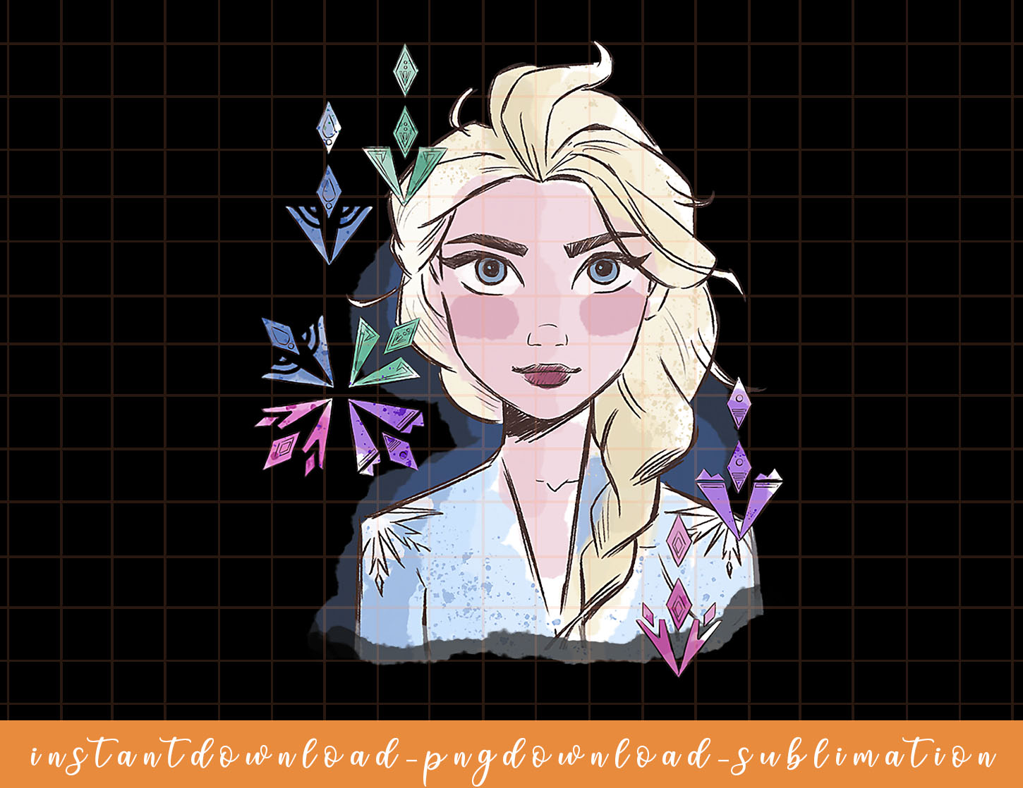 Disney Frozen Elsa Watercolor Portrait png, sublimate, digit | Inspire ...