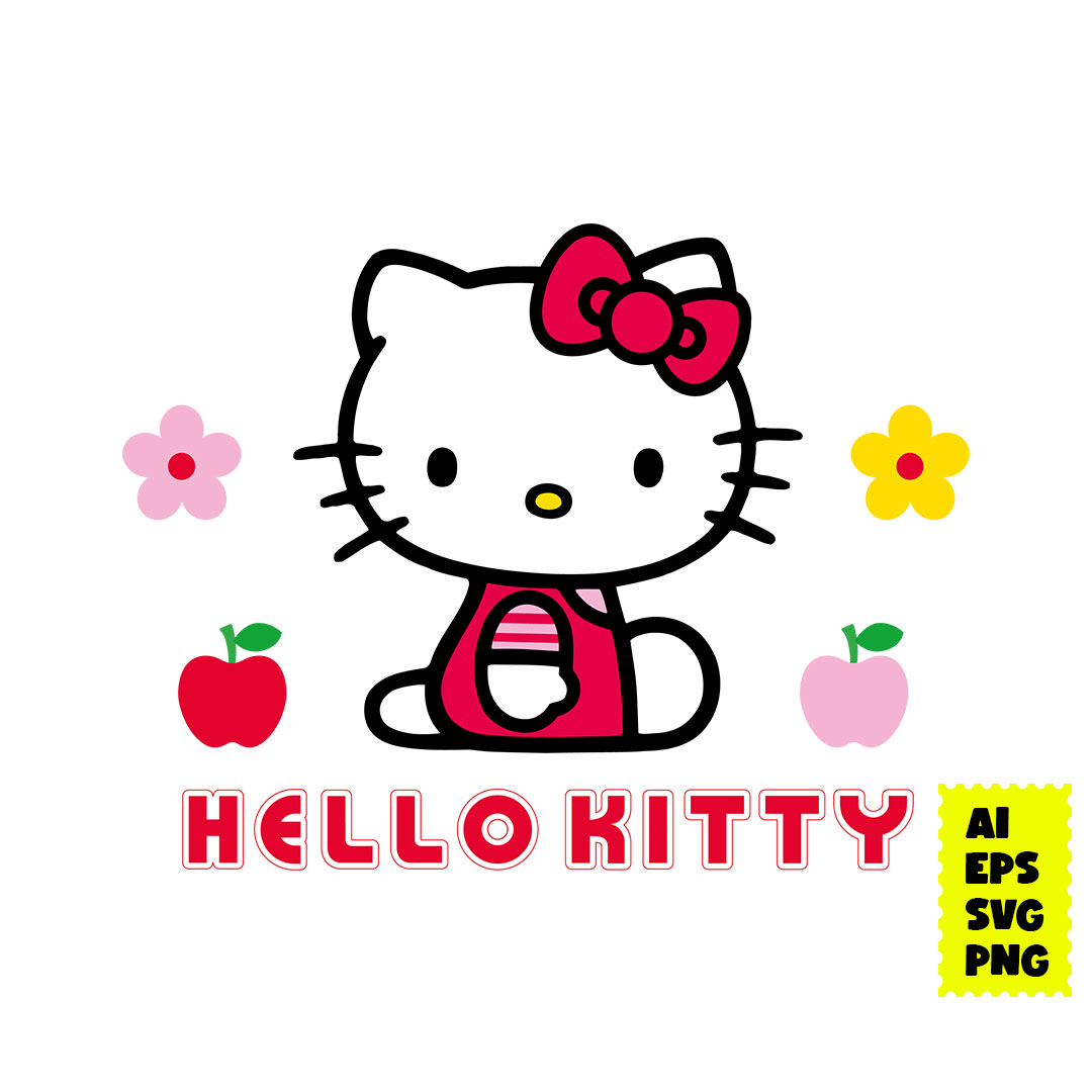 Kitty And Flower, Kawaii Kitty Svg, Hello Kitty Svg, Kawaii | Inspire ...