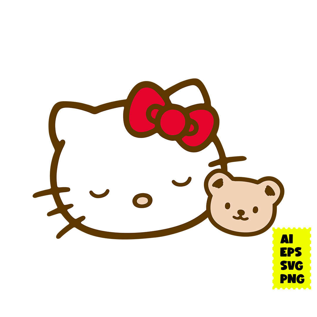 Hello Kitty Face Svg, Kawaii Kitty Svg, Hello Kitty Svg, Cut | Inspire ...