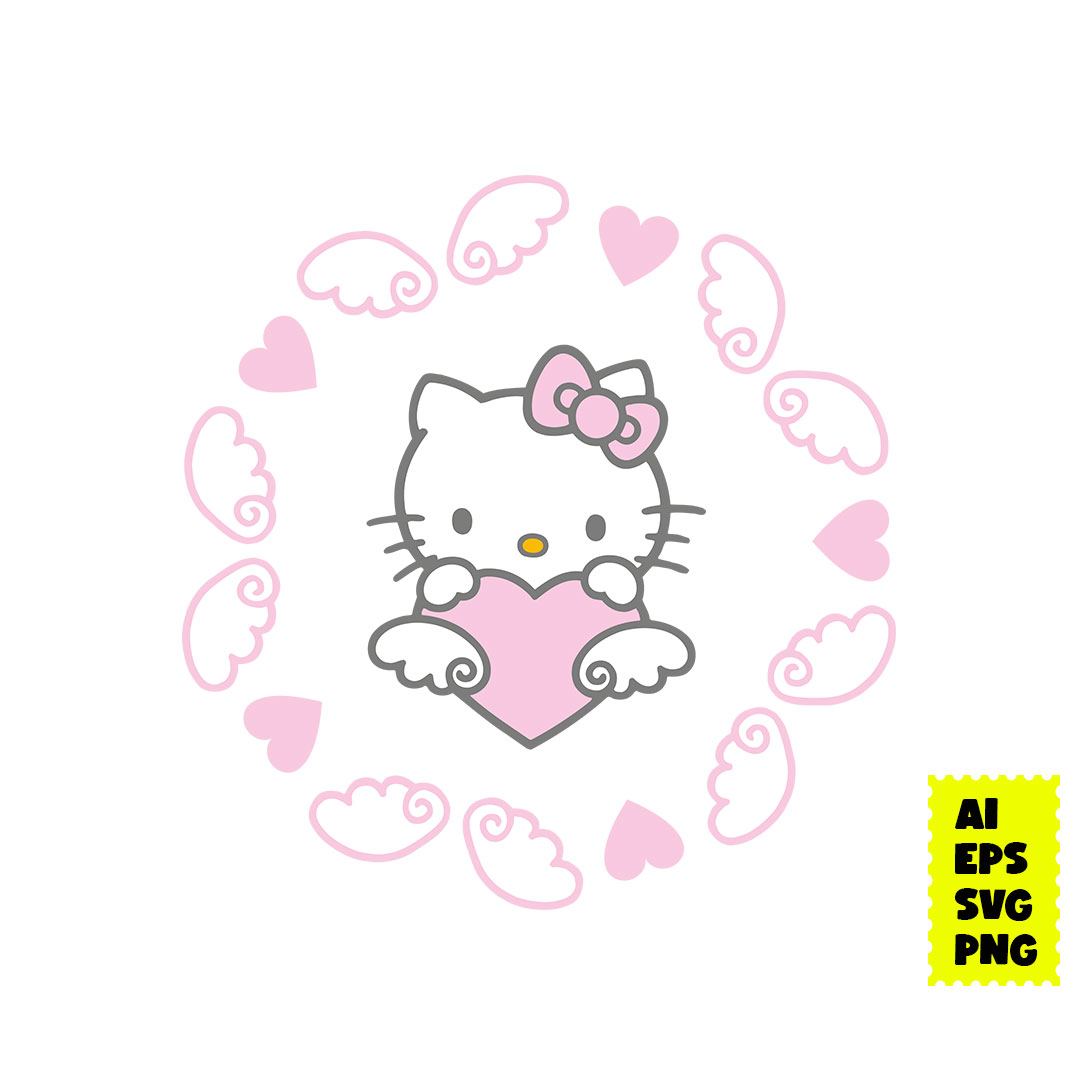 Kitty And Heart Svg, Heart Svg, Hello Kitty Svg, Cute Cat Sv | Inspire ...