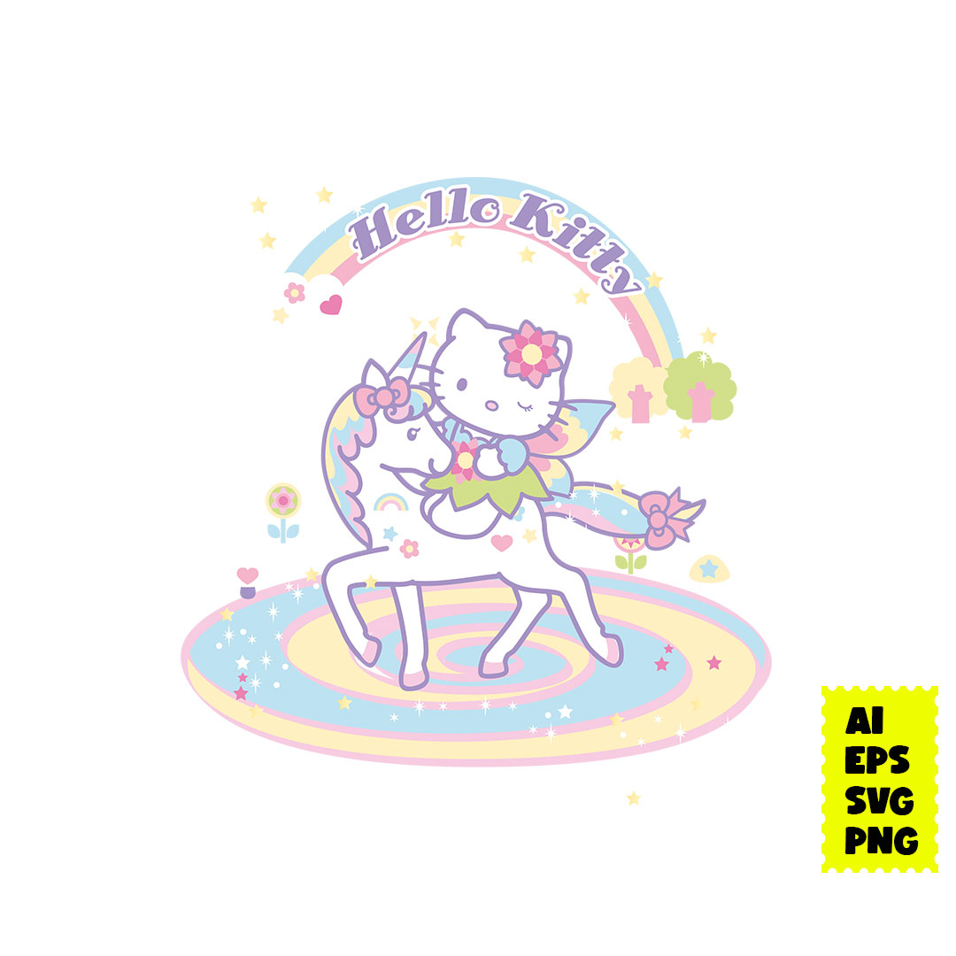 Hello Kitty And Unicorn Svg, Unicorn Svg, Kawaii Kitty Svg, | Inspire Uplift