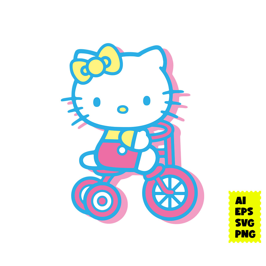 Hello Kitty Rides A Bike Svg, Kawaii Kitty Svg, Cute Cat Svg | Inspire ...