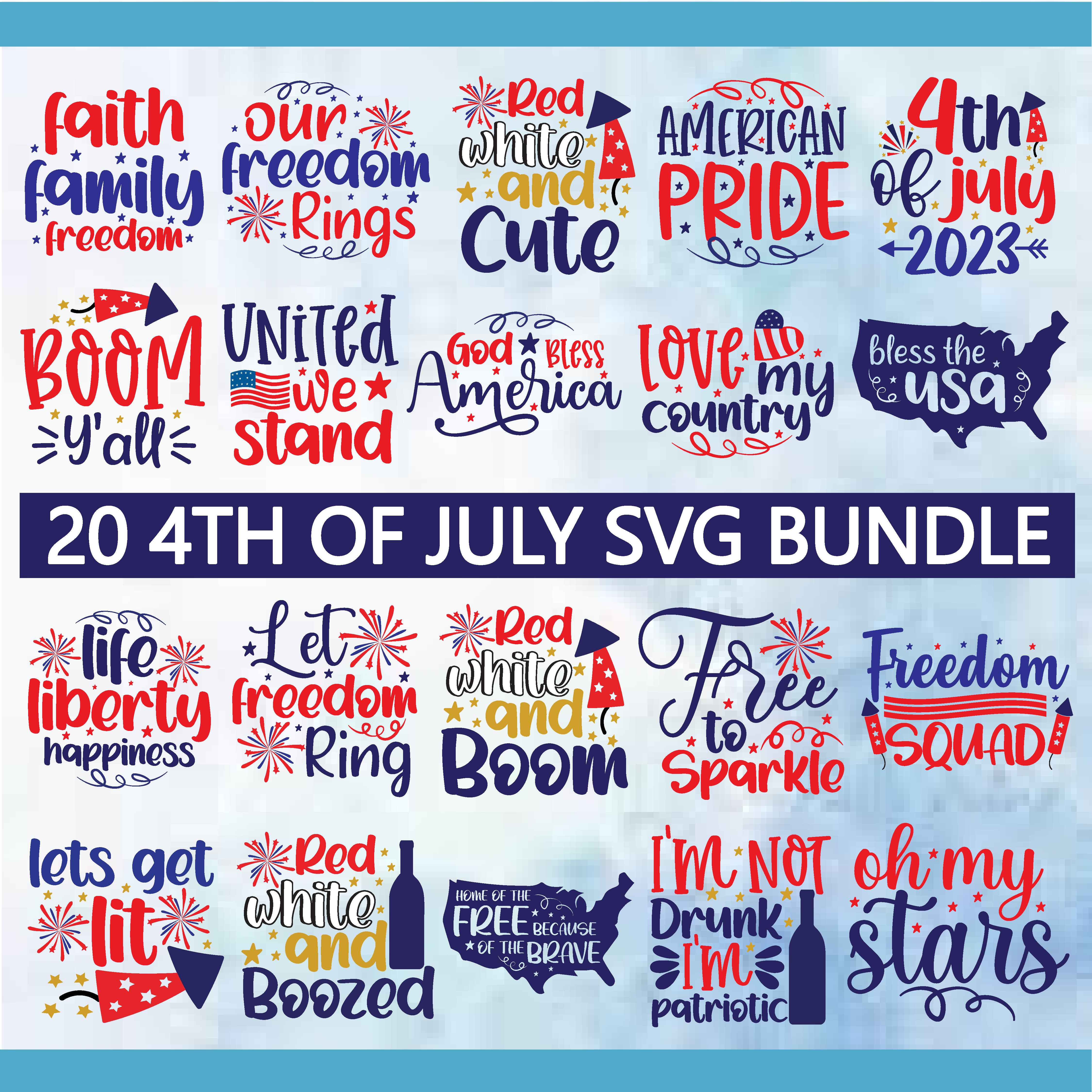 4th of July SVG Bundle - SVG, PNG, DXF, EPS, PDF Files For P | Inspire ...