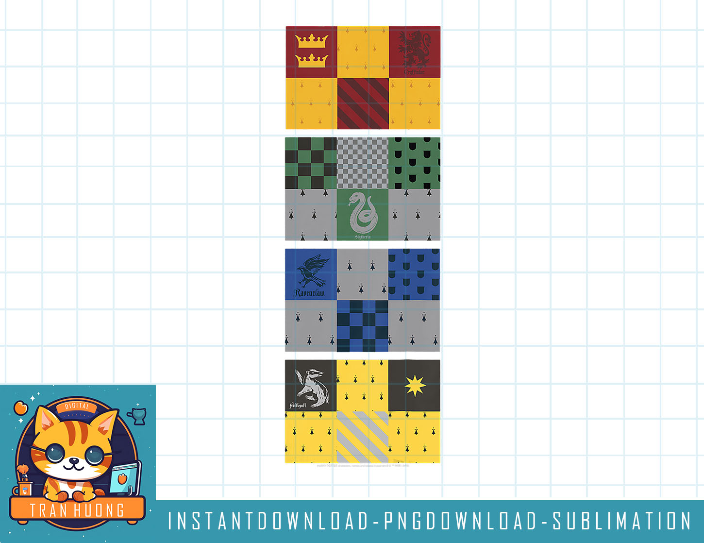 Kids Harry Potter Hogwarts House Checkered Flags png, sublim - Inspire ...