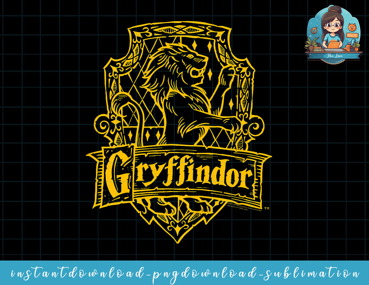 Kids Harry Potter Gryffindor Line Art Crest png, sublimate, | Inspire ...