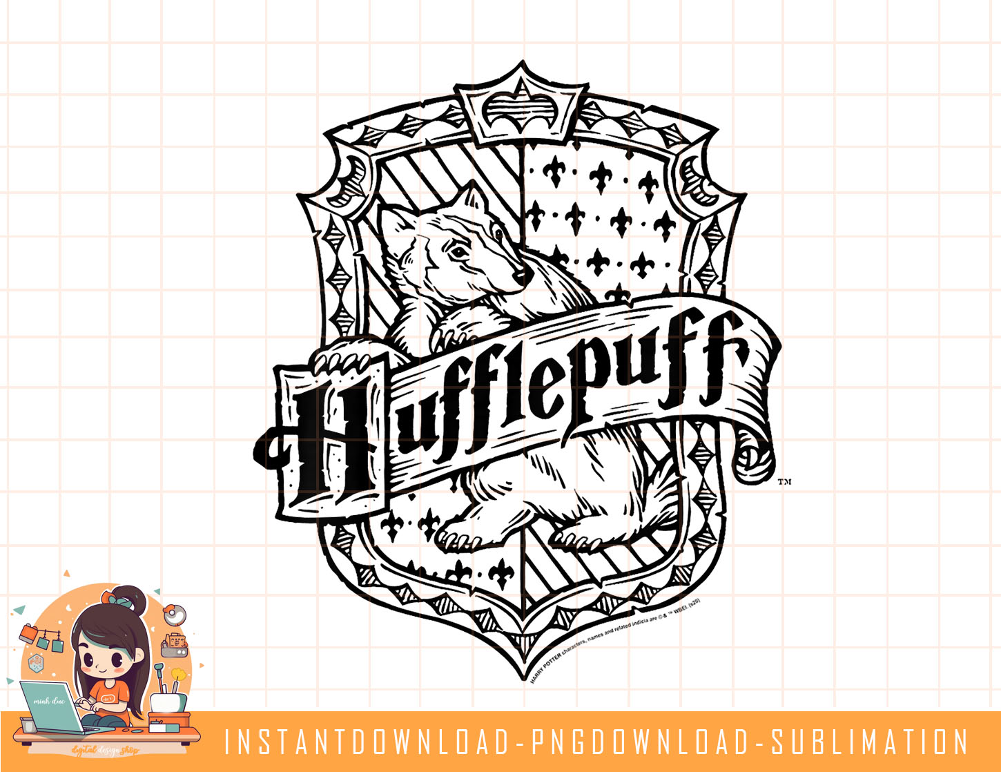 Kids Harry Potter Hufflepuff Dark Detailed Crest png, sublim - Inspire ...