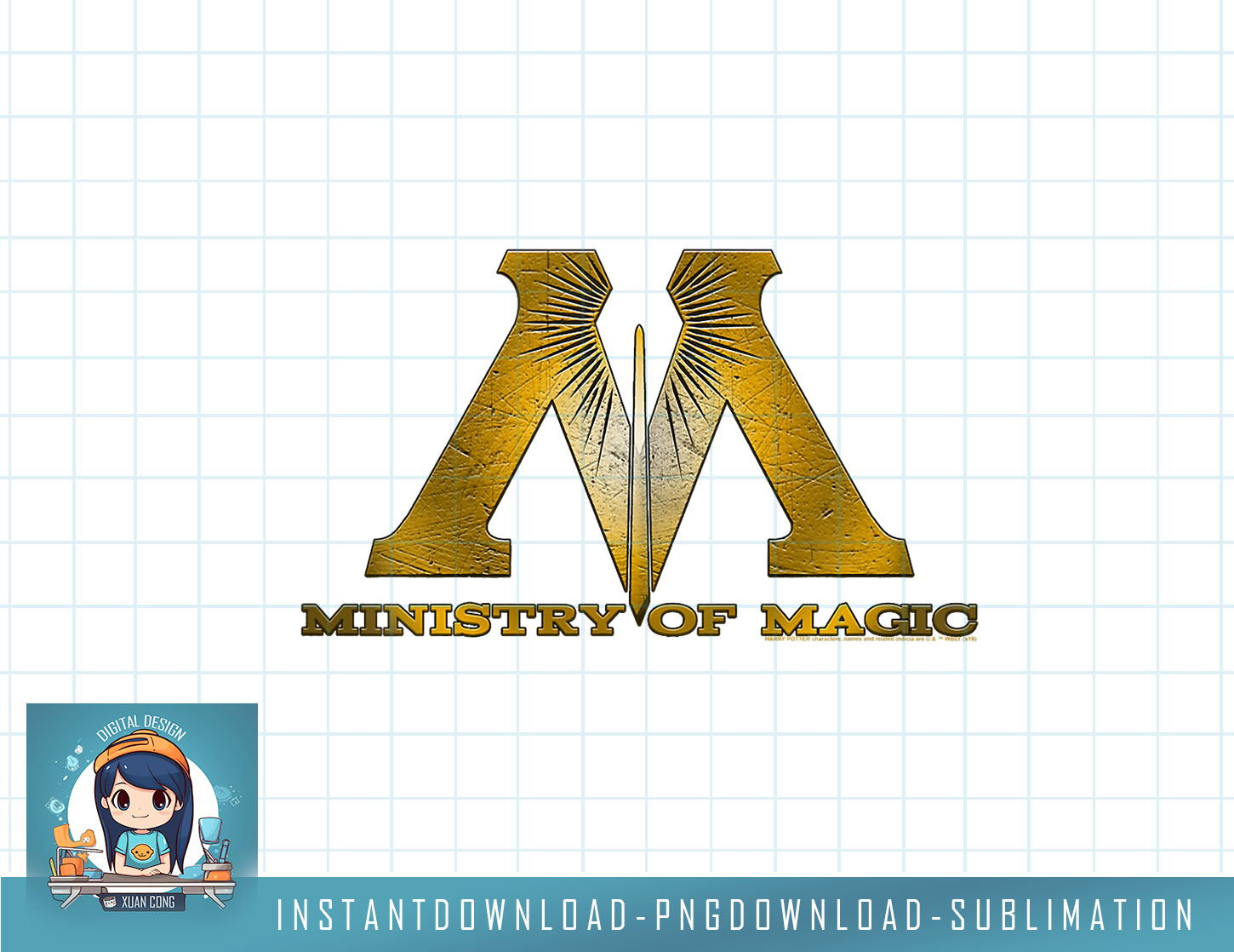 Kids Harry Potter Ministry Of Magic Gold Logo png, sublimate | Inspire ...