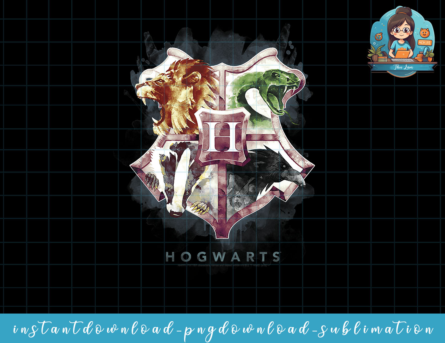 Kids Harry Potter Hogwarts Crest Watercolor png, sublimate, | Inspire ...