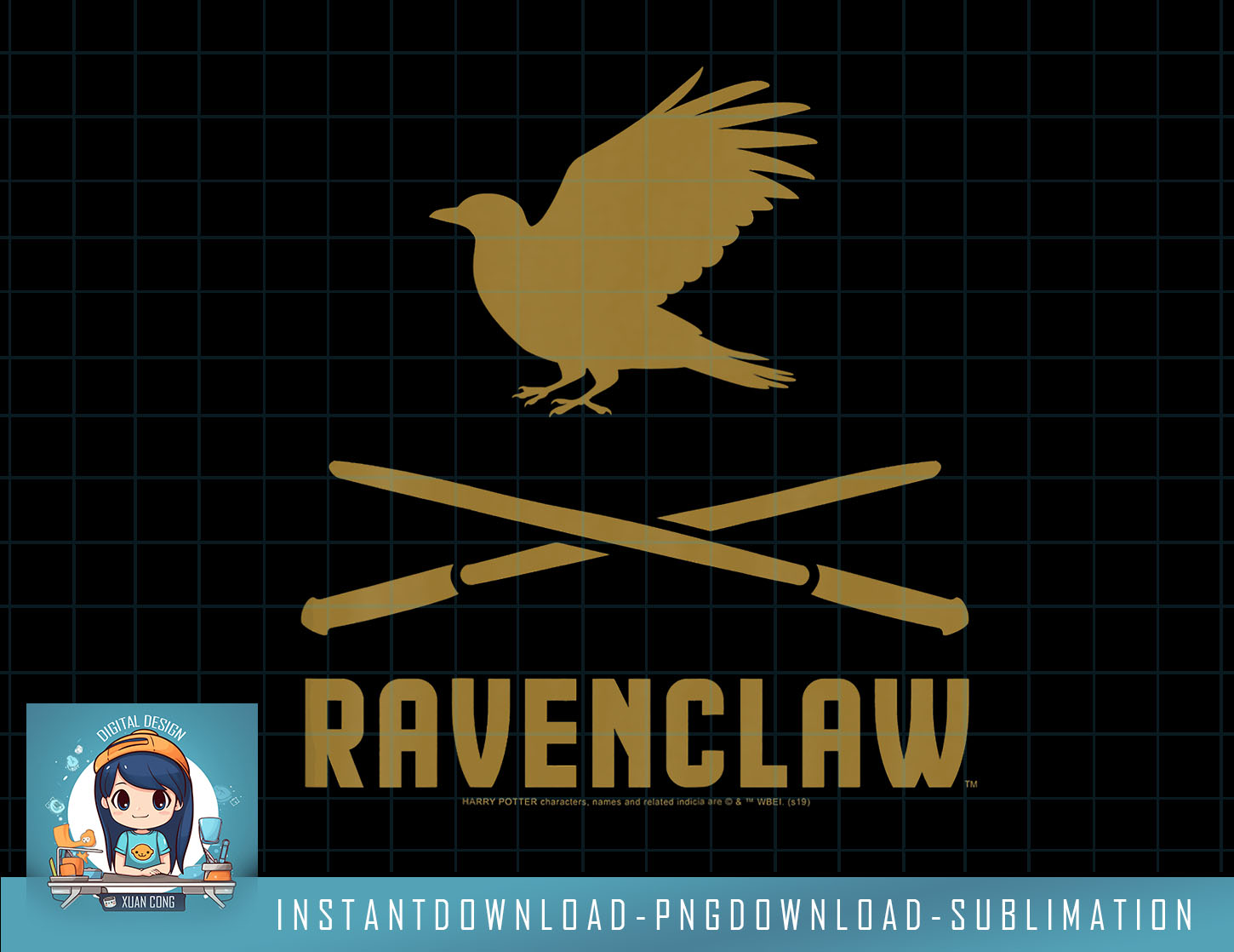 Kids Harry Potter Ravenclaw Crossed Wands Logo png, sublimat | Inspire ...