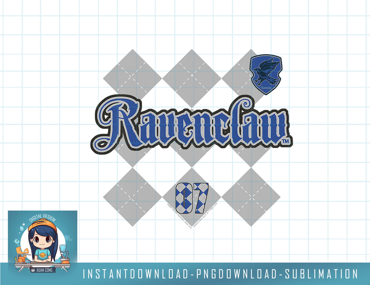Kids Harry Potter Ravenclaw Plaid Chest Logo png, sublimate, - Inspire ...