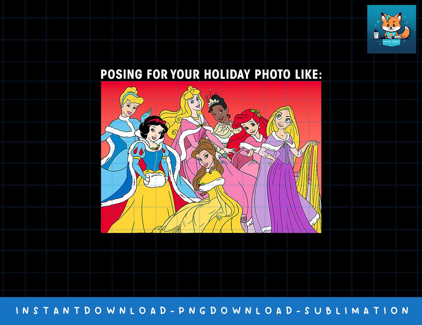 Disney Princess Posing for Holiday Photo Like png, sublimate | Inspire ...