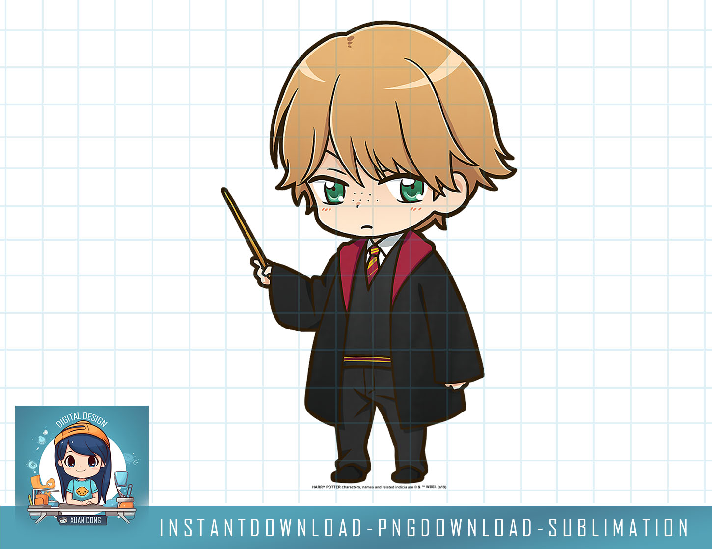 Kids Harry Potter Ron Weasley Anime Style Portrait png, subl - Inspire ...