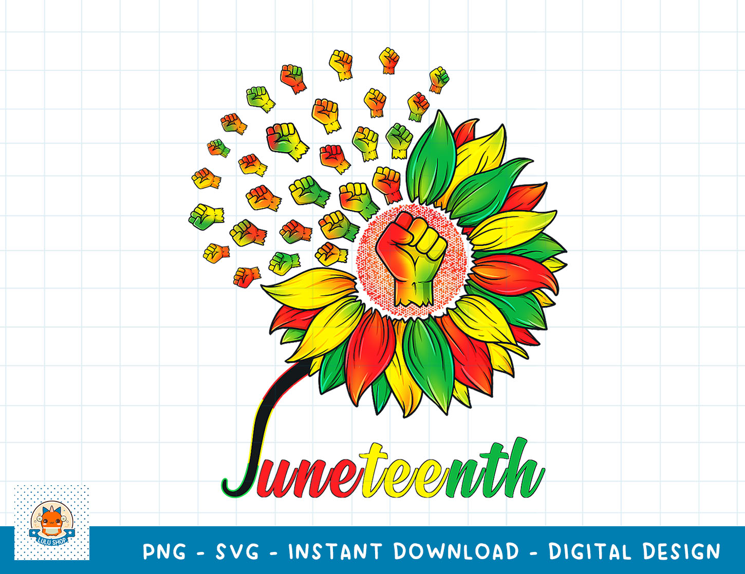 Cute Juneteenth Fist Sunflower Black African American png | Inspire Uplift