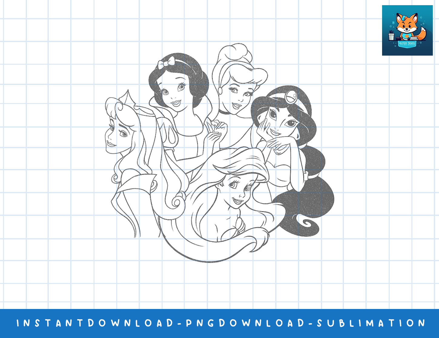 Disney Princess Simple Outline png, sublimate, digital print - Inspire ...