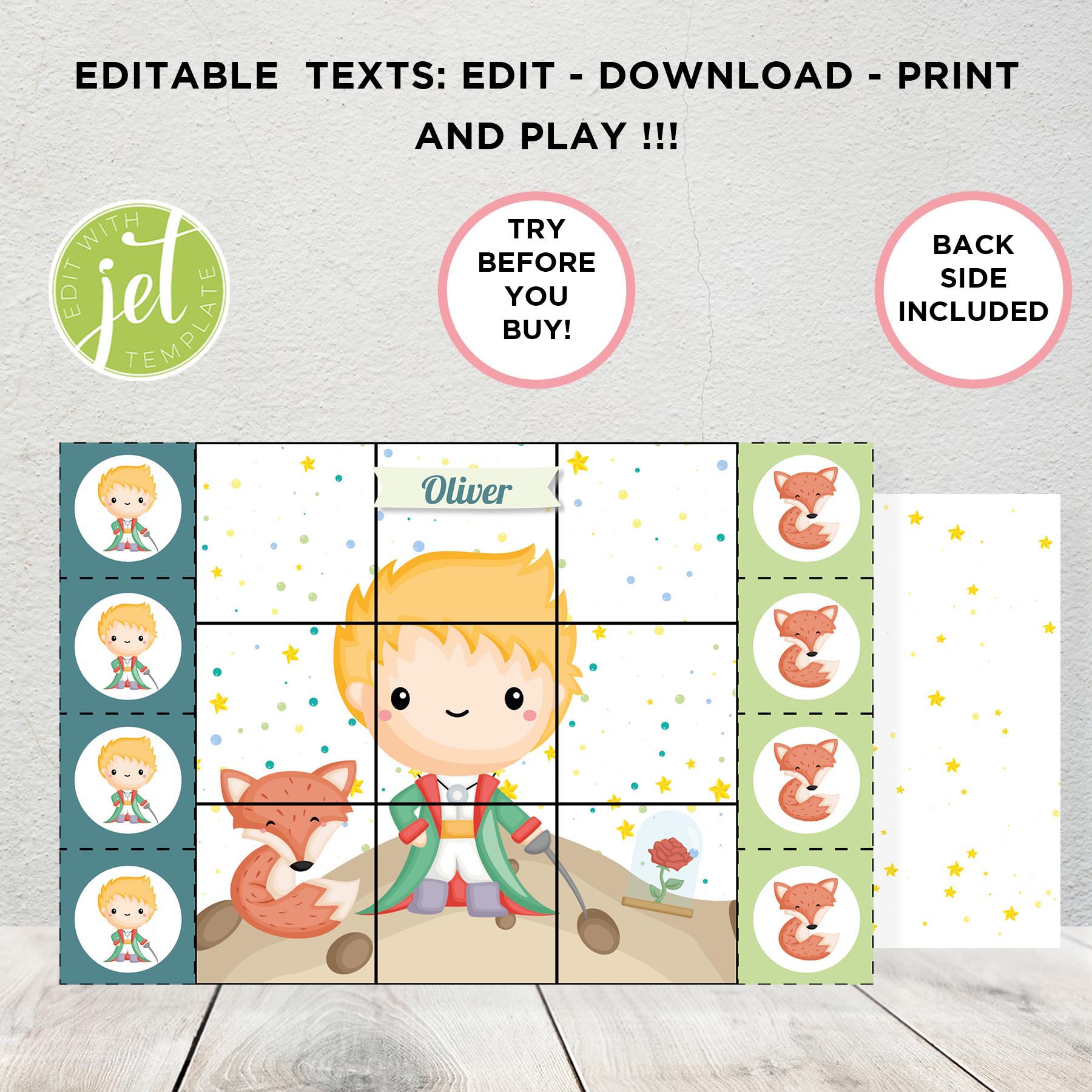 Printable game, Le Petit Prince Tic Tac Toe, Personalized | Inspire Uplift