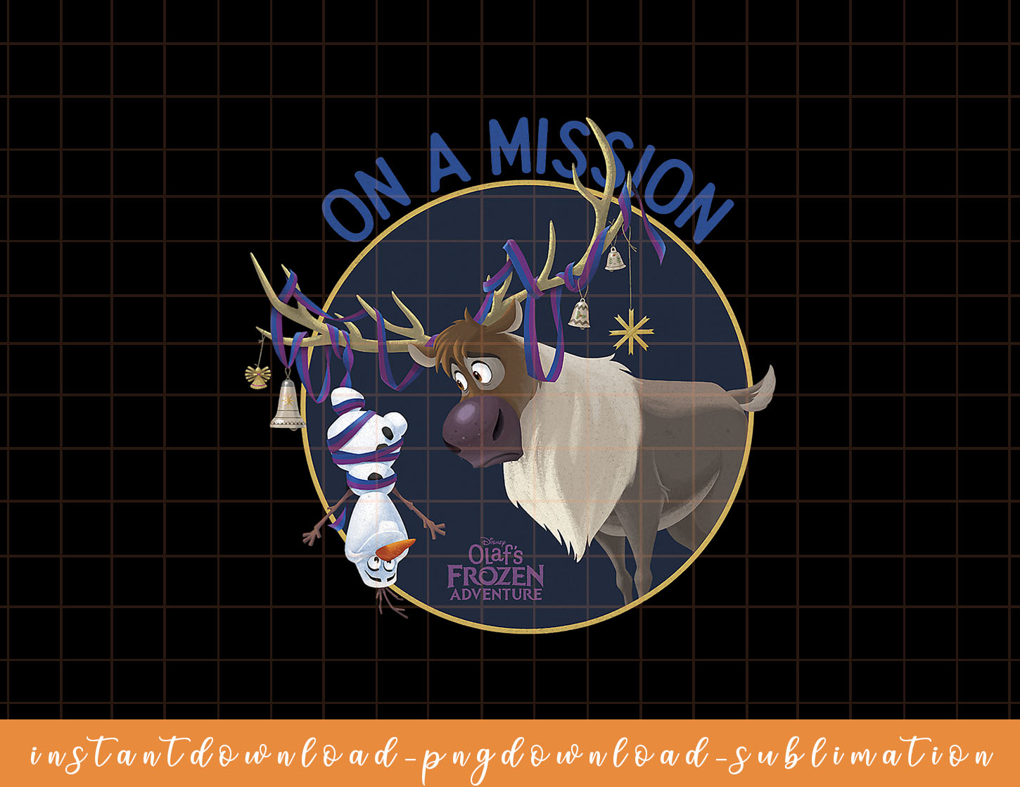 Disney Frozen Olaf Sven Ribbon Bells Circle Design T-Shirt p | Inspire ...