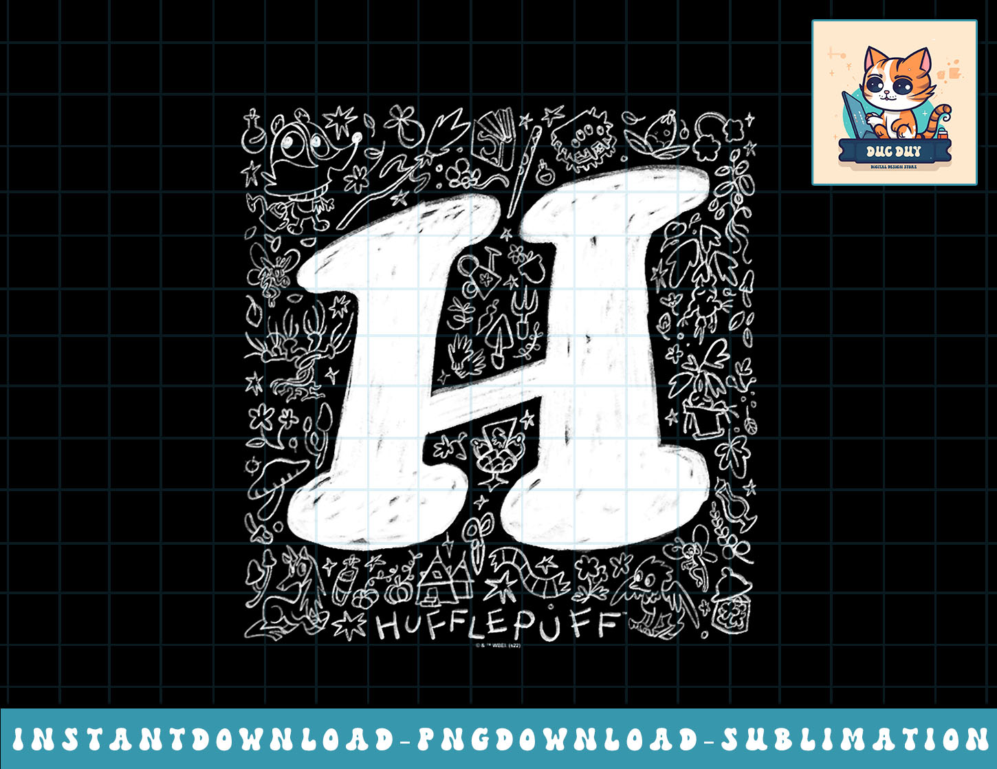 Harry Potter Hufflepuff Graphic Doodles png, sublimate, digi | Inspire ...