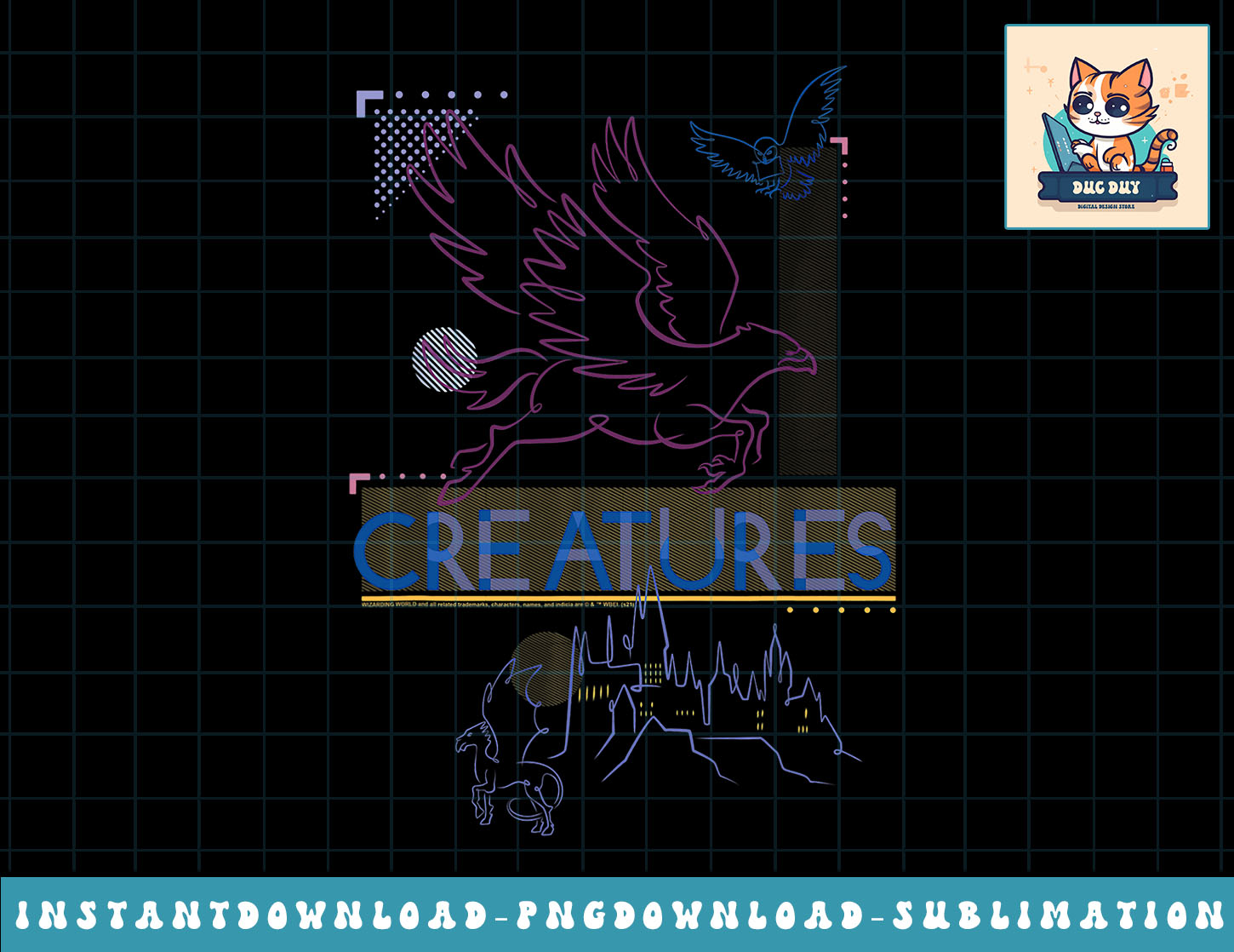 Harry Potter Magical Creatures Line Drawings png, sublimate, | Inspire ...