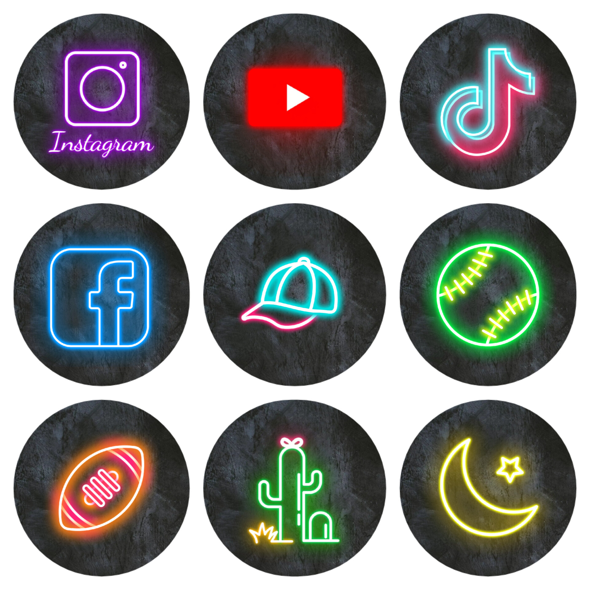 36 Lifestyle Instagram Highlight Icons. Black Neon Instagram - Inspire ...