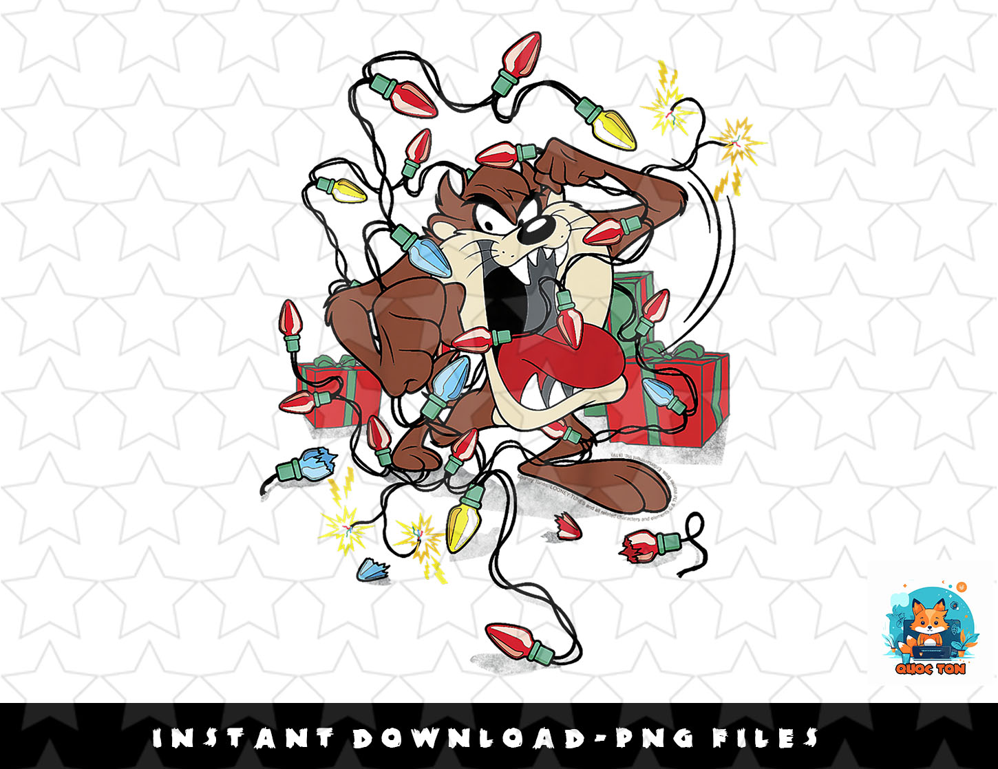 Kids Looney Tunes Christmas Taz Lights And Presents png, sub | Inspire ...
