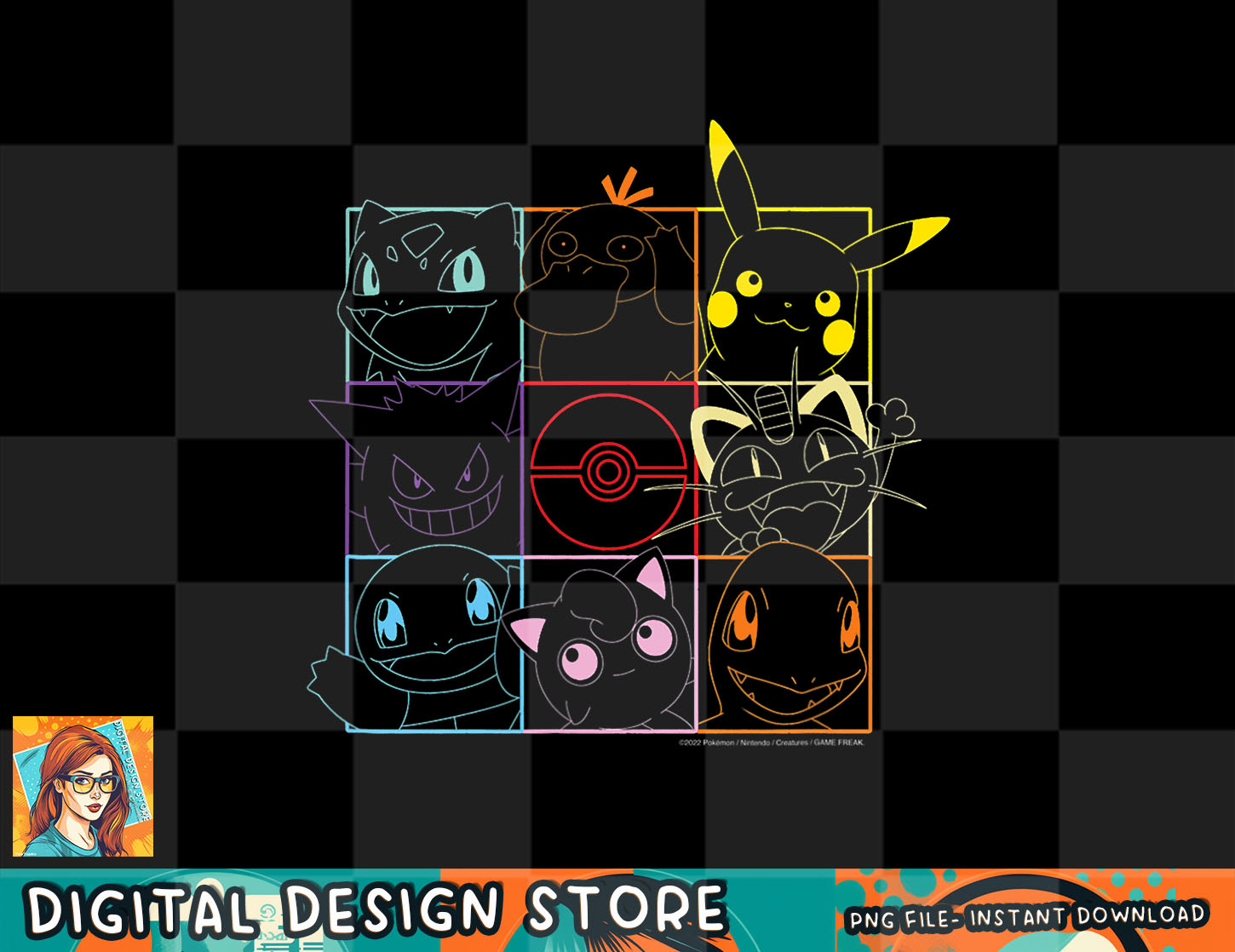 Pokemon - Character Grid png, digital prints, sublimation - Inspire Uplift