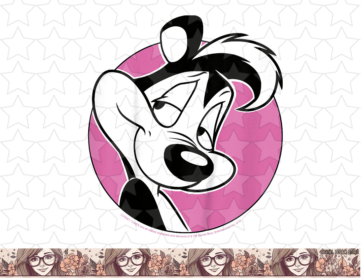 Kids Looney Tunes Pepe Le Pew Pink Circle Portrait png, subl | Inspire ...