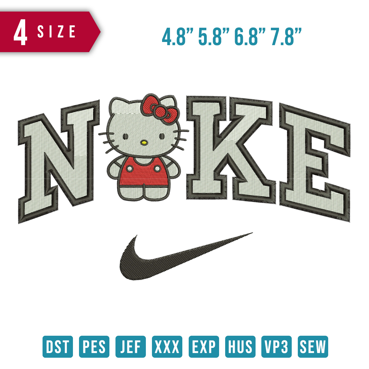 Nike Hello kitty Red / Anime Embroidery Design/ Anime design | Inspire ...