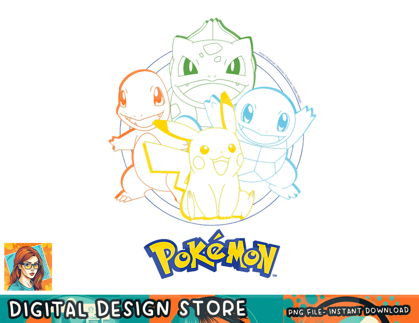 Pokemon - Group Outline png, digital prints, sublimation - Inspire Uplift