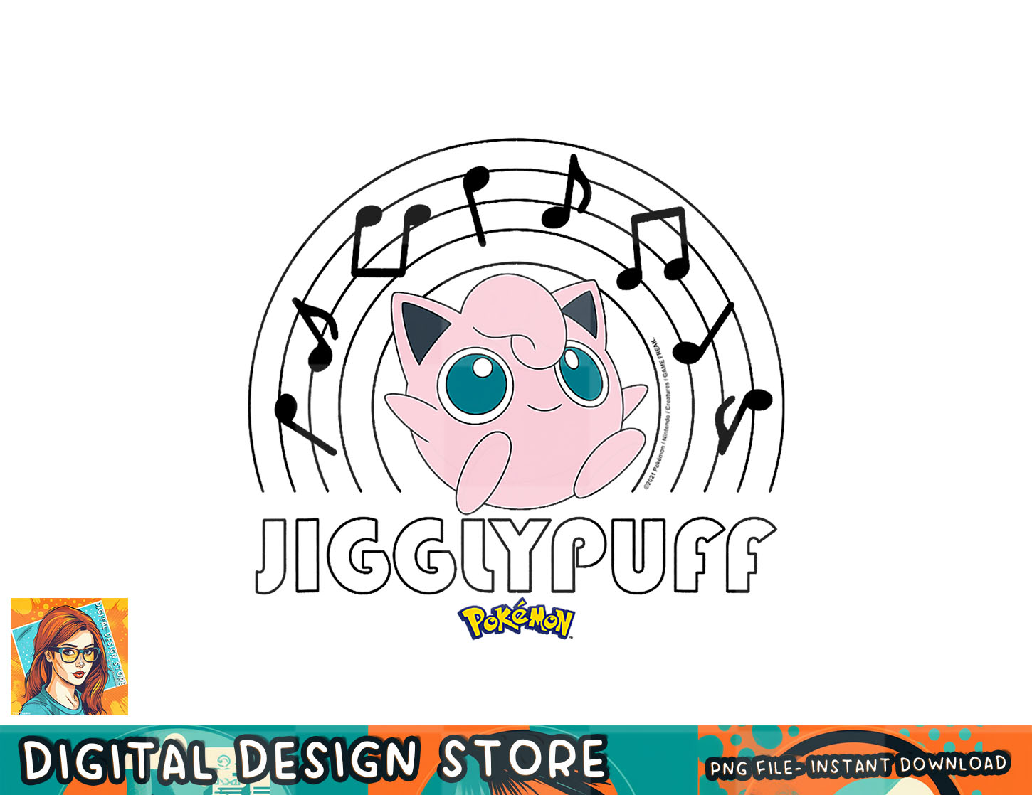 Pokemon - Jigglypuff Music Notes png, digital prints, sublim | Inspire ...