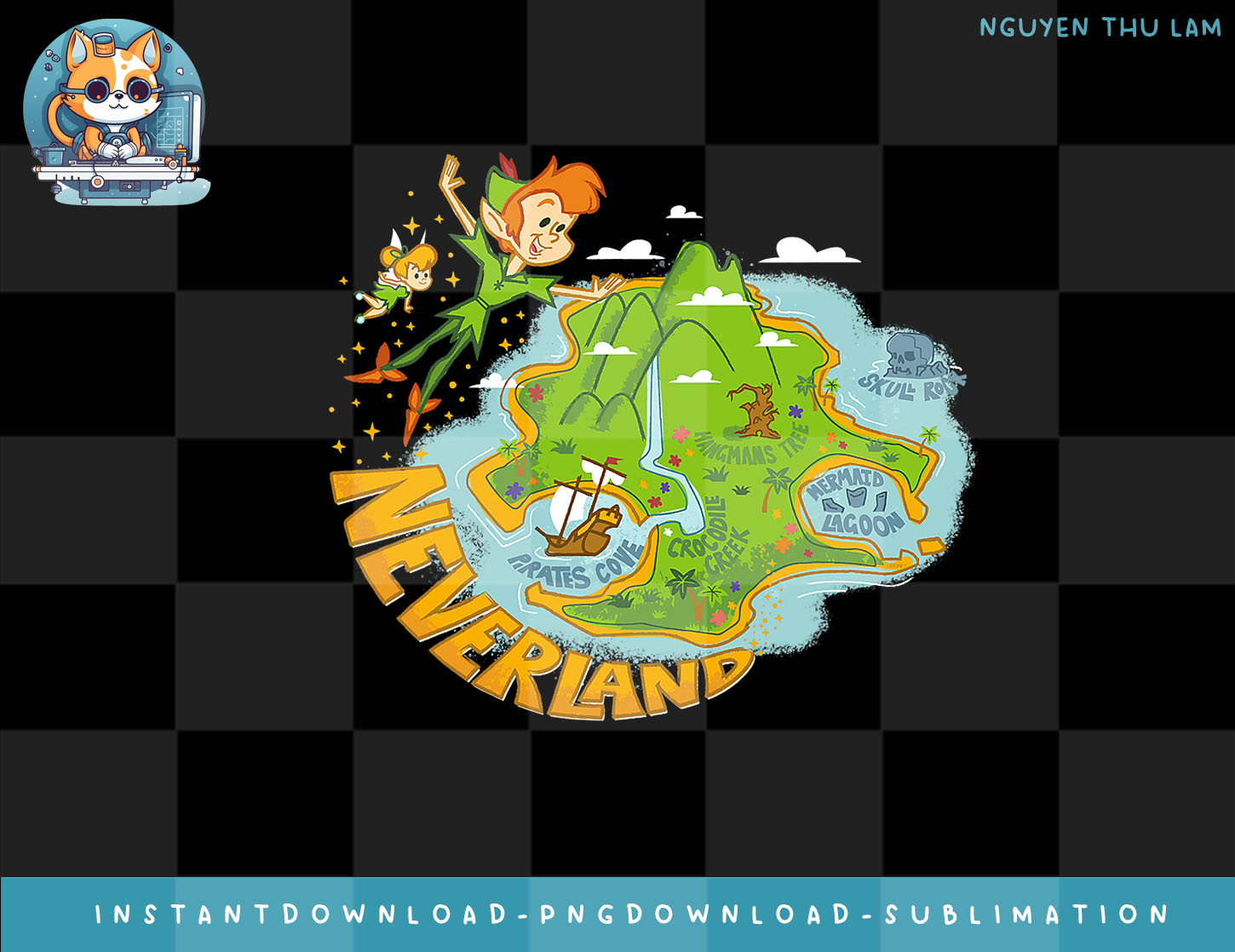 Disney Peter Pan and Tinker Bell Never Land Map png, digital | Inspire ...